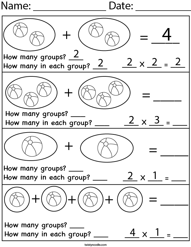 Multiplying Balls Math Worksheet Twisty Noodle